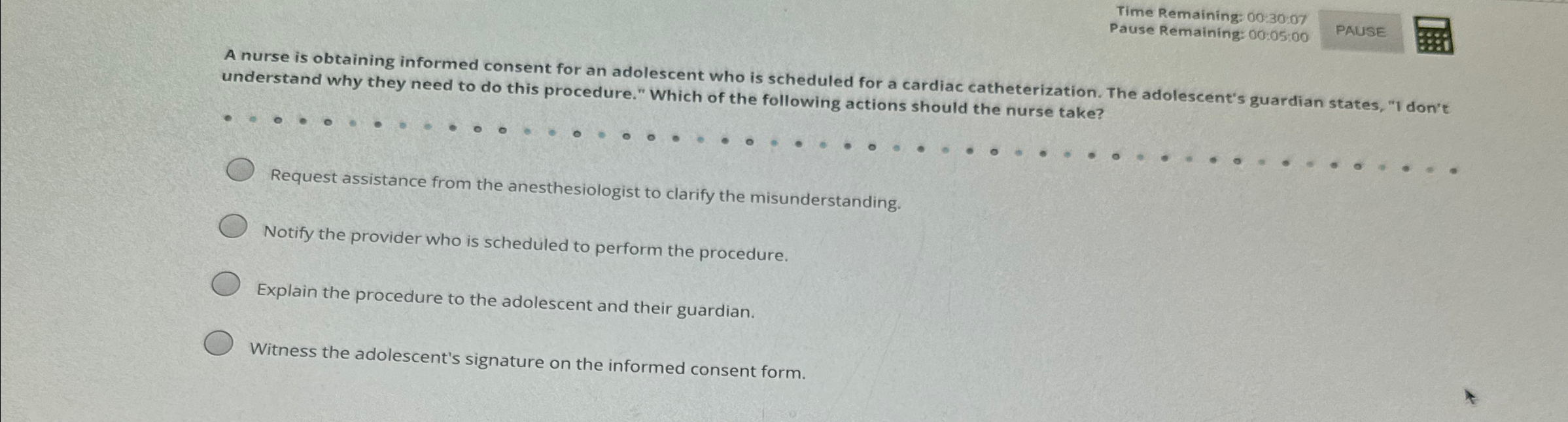 Solved Time Remaining: 00:30.07Pause Remaining: 00:05:00A | Chegg.com