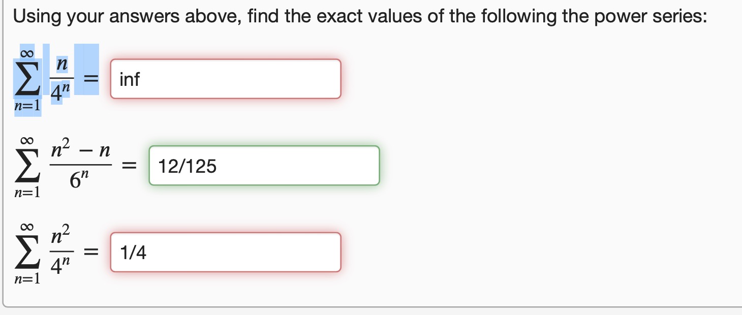 Solved Using your answers above, find the exact values of | Chegg.com