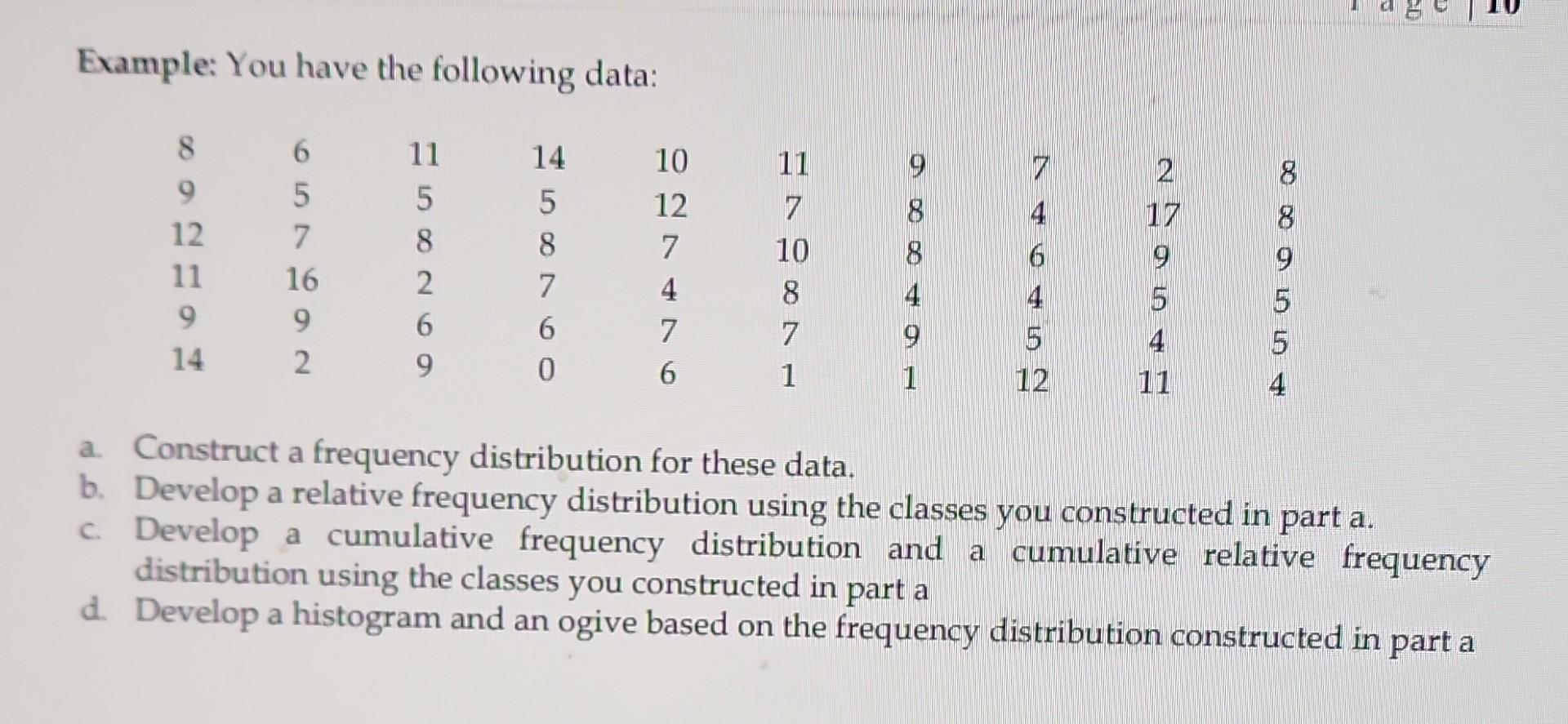 Solved Example: You have the following data: a. Construct a | Chegg.com