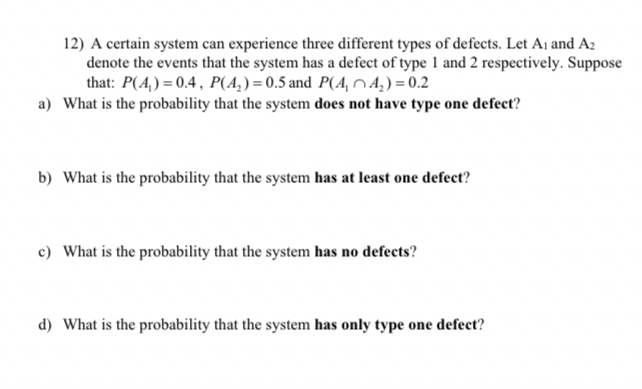 Solved A certain system can experience three different types | Chegg.com