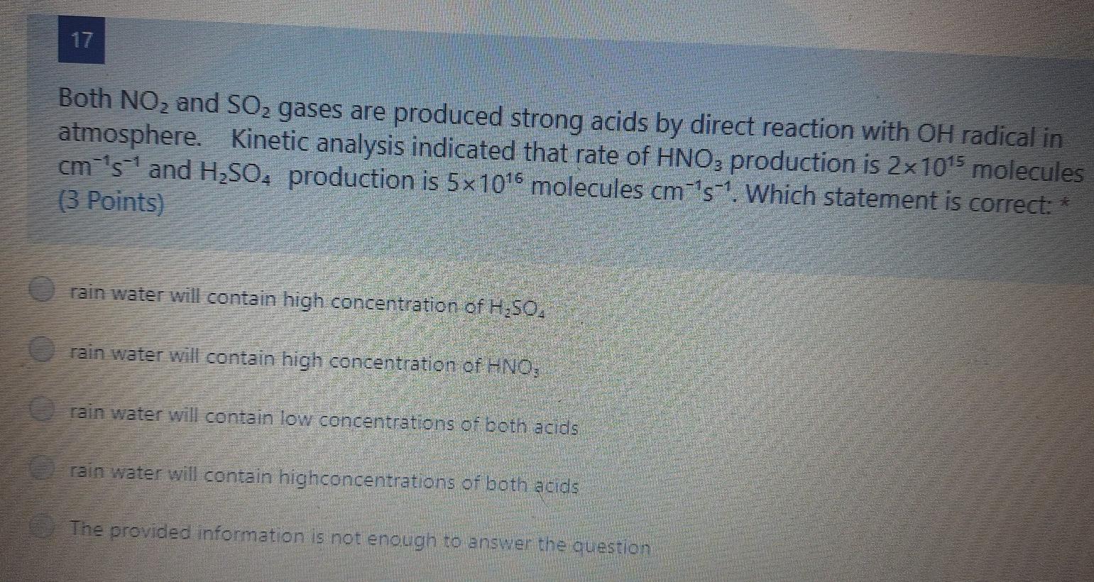 Solved Both NO, and SO2 gases are produced strong acids by | Chegg.com
