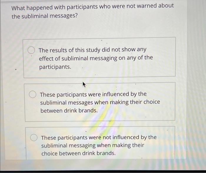 Solved Research Application: Subliminal Messaging Part 2 | Chegg.com