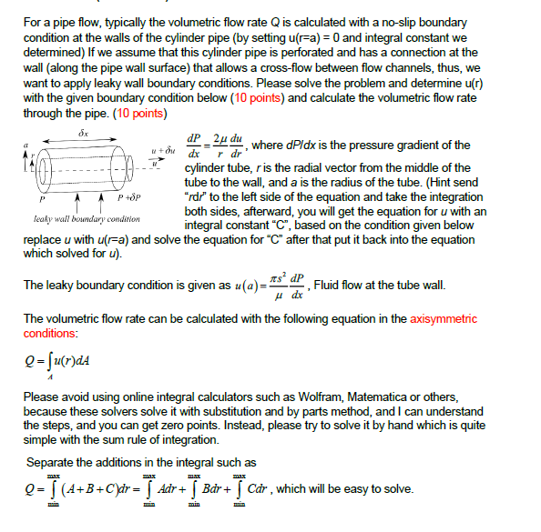 Solved For a pipe flow, typically the volumetric flow rate Q | Chegg.com
