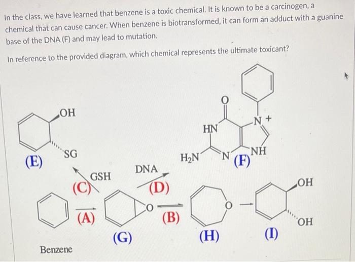 Solved In the class, we have learned that benzene is a toxic | Chegg.com