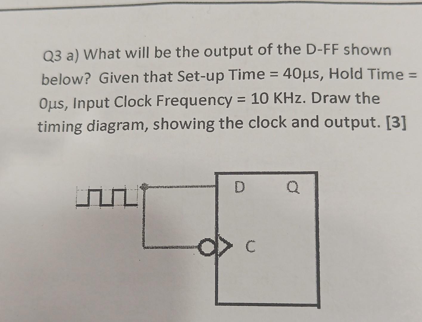 Solved Q3 a) What will be the output of the D-FF shown | Chegg.com