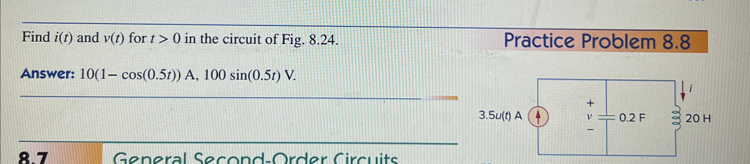 Solved Find i(t) ﻿and v(t) ﻿for t>0 ﻿in the circuit of Fig. | Chegg.com