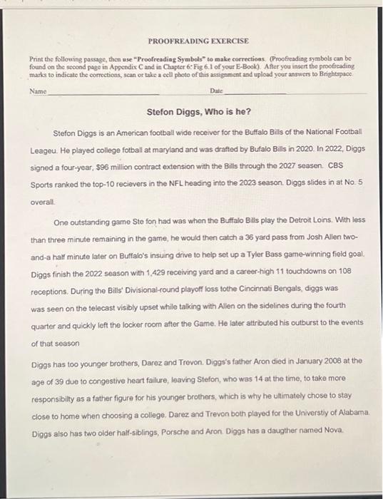 Print the following passage, then use "Proofreading | Chegg.com