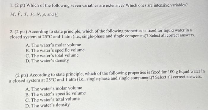 Solved 1. (2 pt) Which of the following seven variables are | Chegg.com