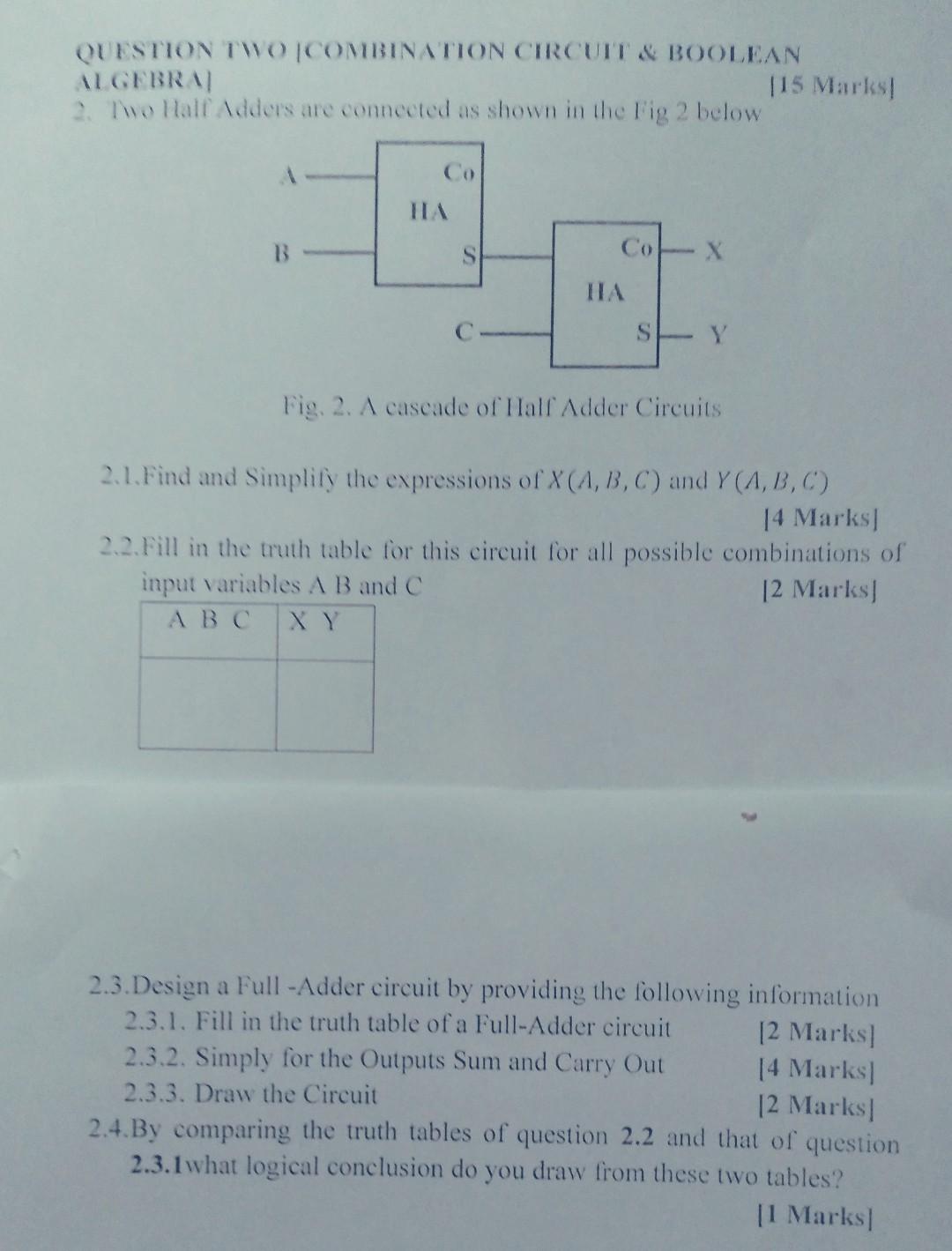 Solved QUESTION TWO ICOMHBINATION CIRCUIT \& BOOLEAN AI | Chegg.com
