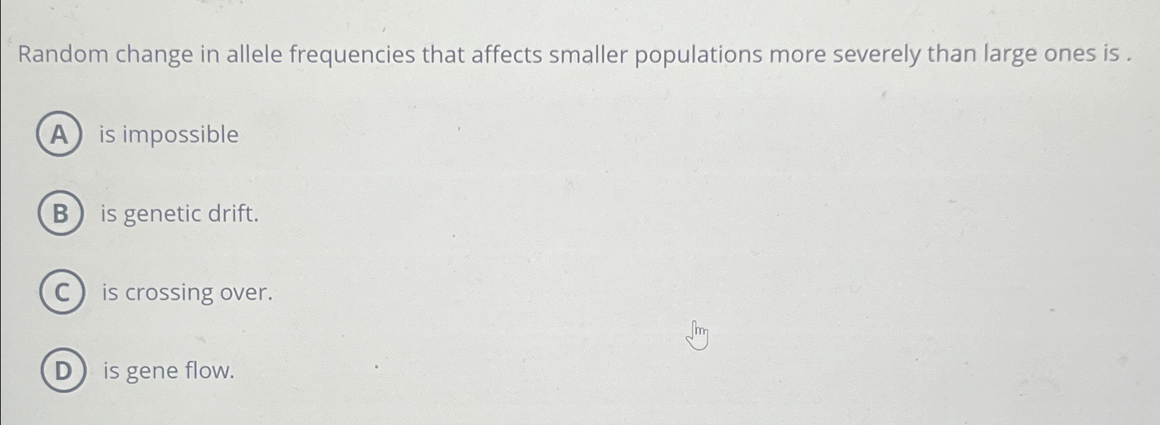 Solved Random change in allele frequencies that affects | Chegg.com