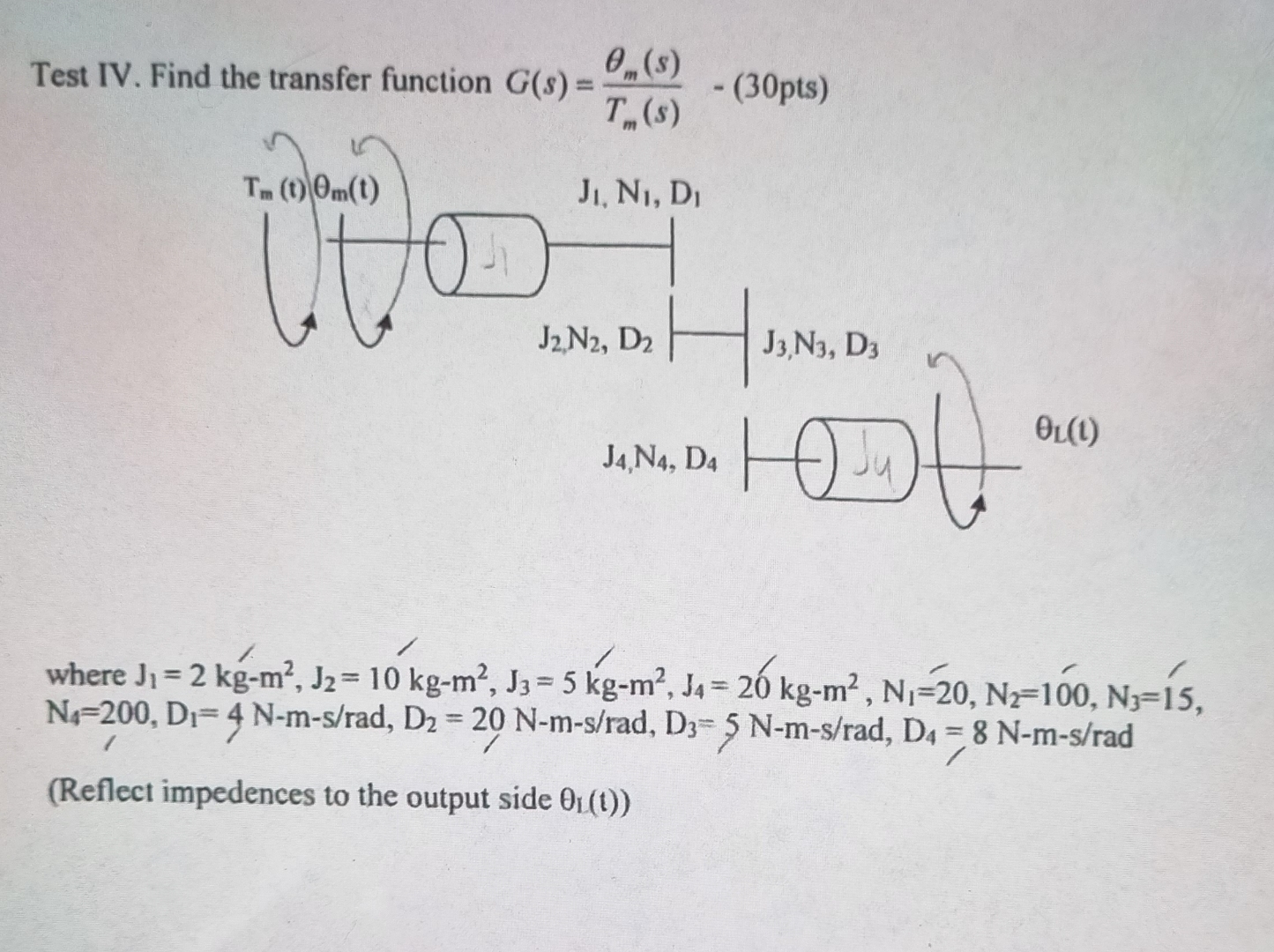 Solved Test IV. ﻿Find the transfer function | Chegg.com