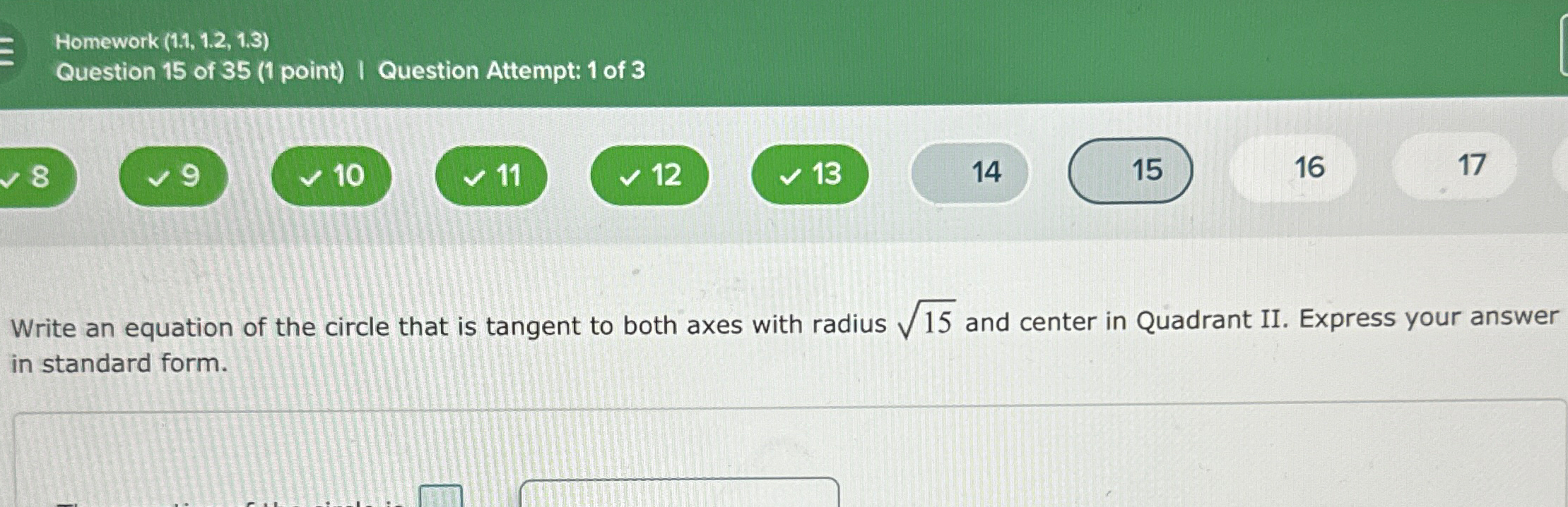 Solved Homework (1.1,1.2,1.3)Question 15 ﻿of 35 (1 ﻿point) | | Chegg.com
