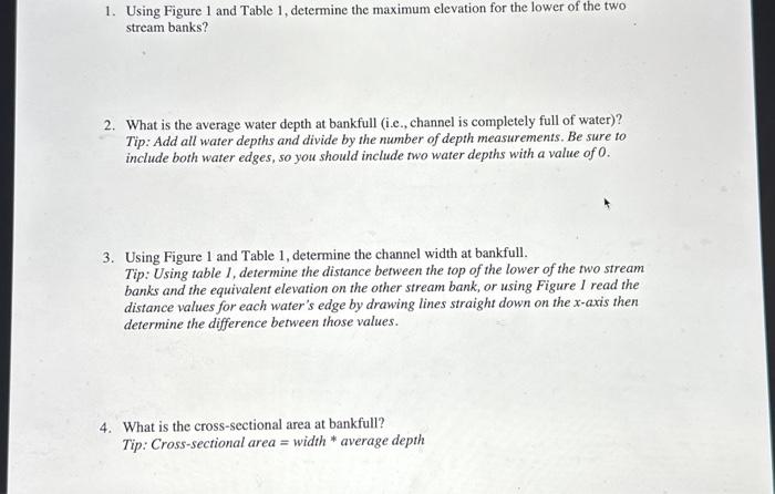 Solved Part 1. Stream Cross-Sectional Profiles Figure 1. | Chegg.com