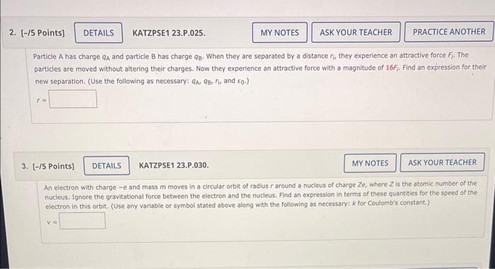 Solved Particle A has charge qA and particle B has charge | Chegg.com