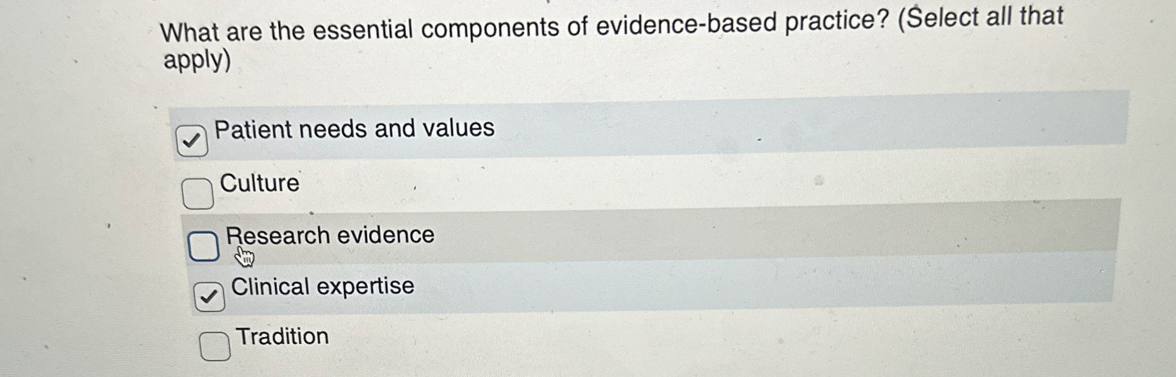 Solved What are the essential components of evidence-based | Chegg.com