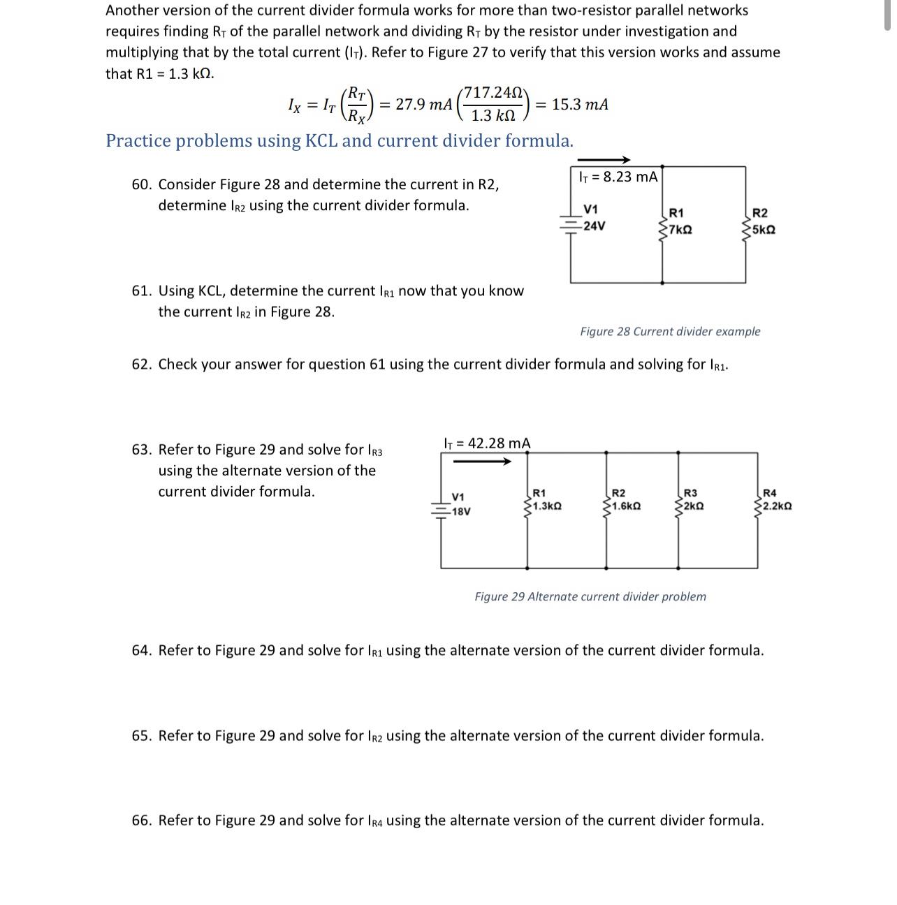 Solved Another Version Of The Current Divider Formula Works