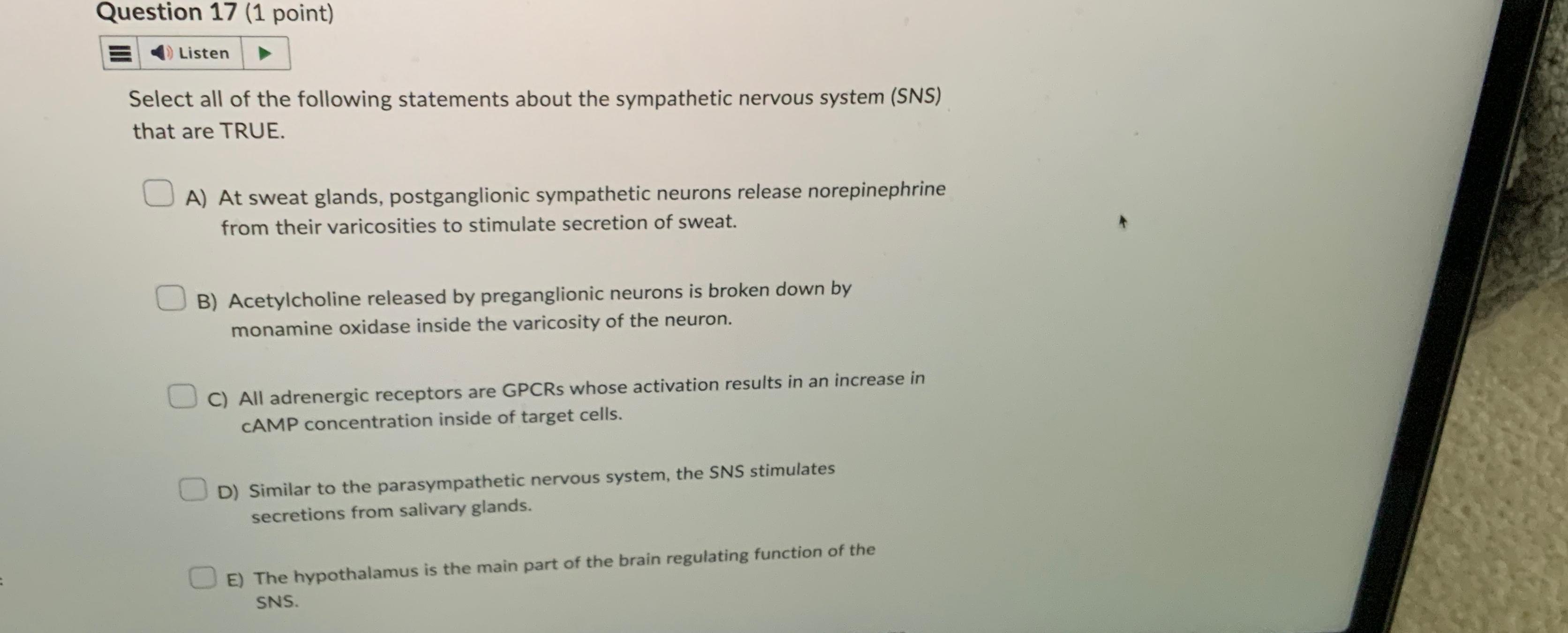 Solved Question 17 (1 ﻿point)Select all of the following | Chegg.com