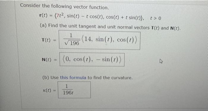 Solved Consider the following vector function. | Chegg.com
