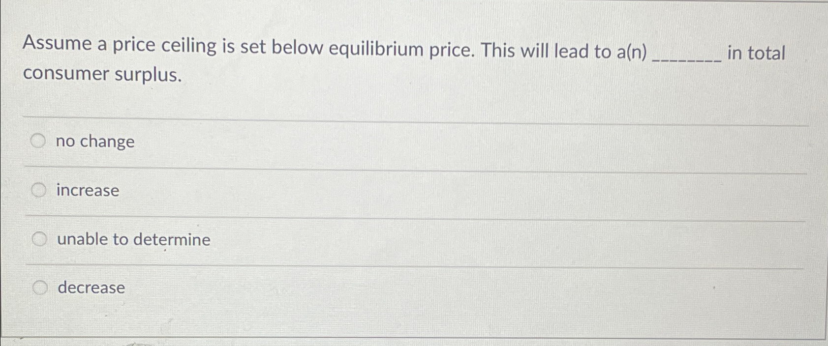 Solved Assume a price ceiling is set below equilibrium | Chegg.com