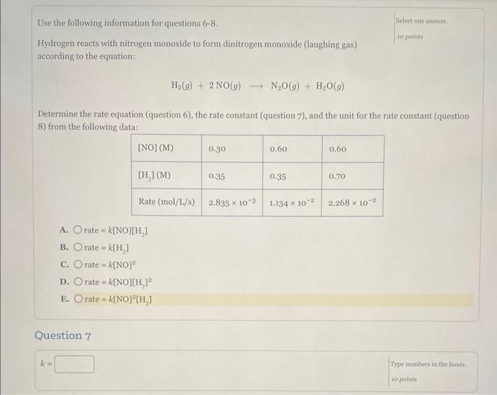 Solved Use the following information for questions 6-8. | Chegg.com