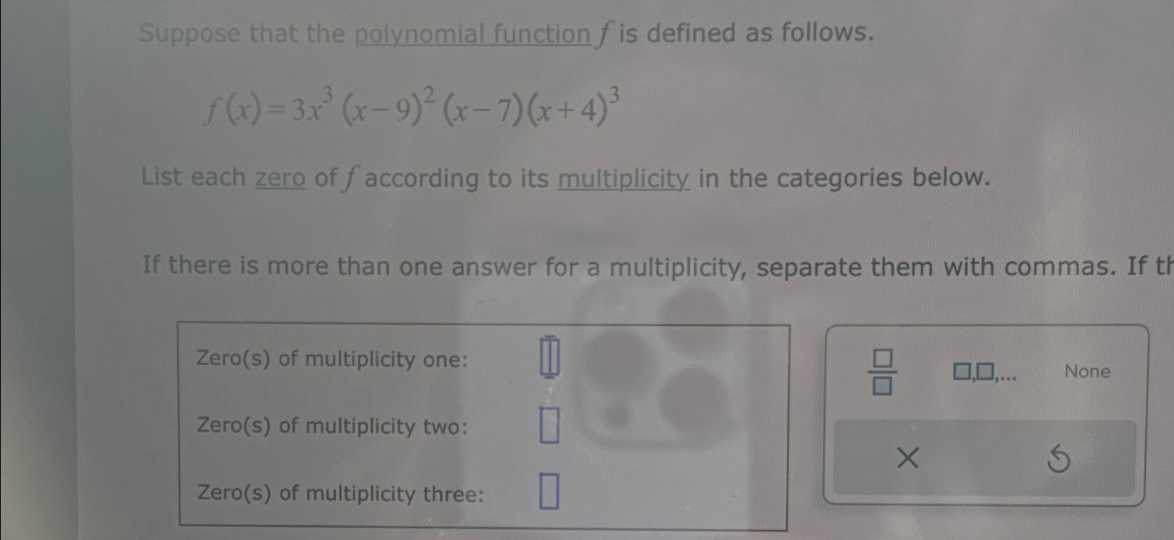 Solved Suppose that the polynomial function f ﻿is defined as | Chegg.com