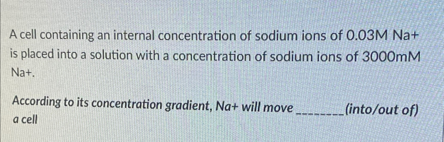 Solved A cell containing an internal concentration of sodium | Chegg.com