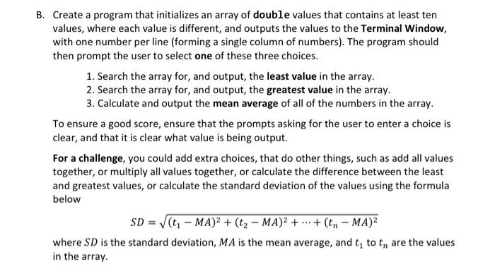 Solved B Create A Program That Initializes An Array Of
