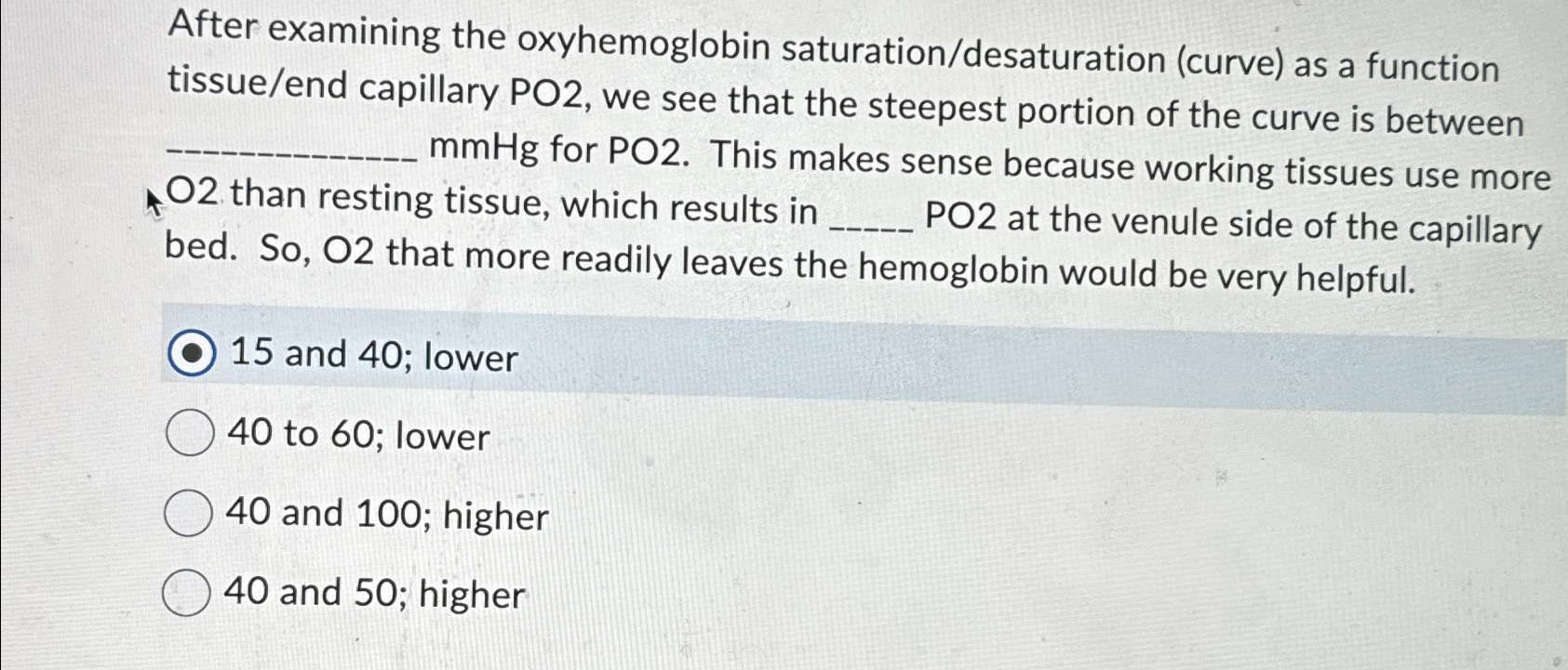 Solved After examining the oxyhemoglobin | Chegg.com