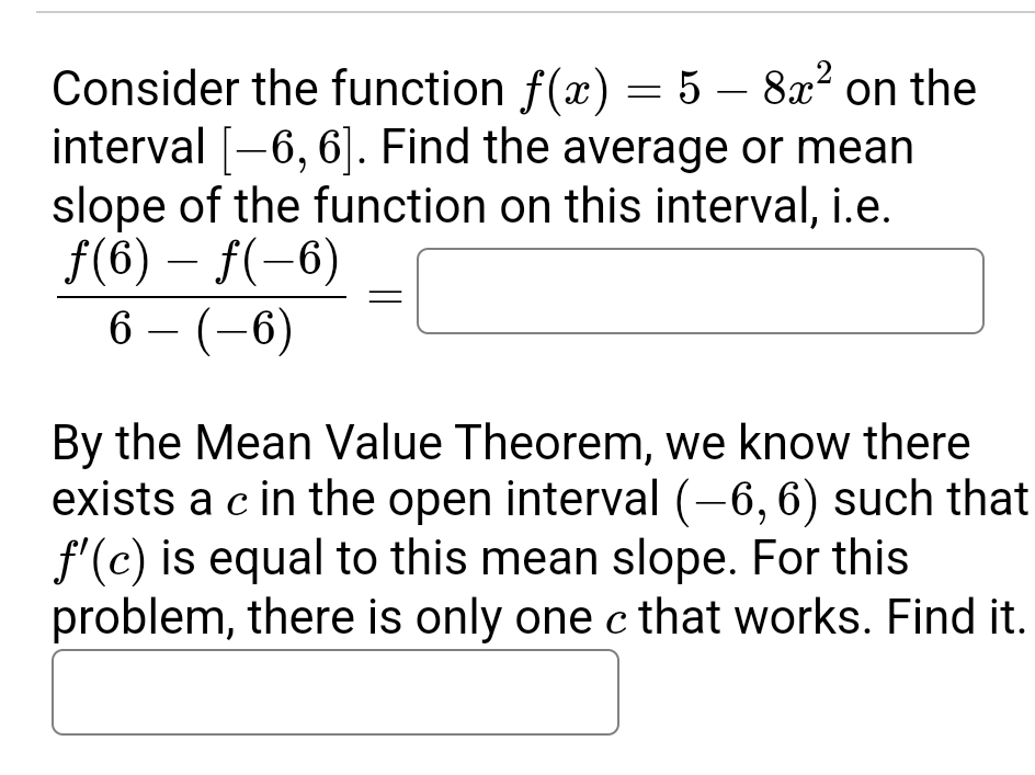 Solved Consider the function f(x)=5-8x2 ﻿on theinterval | Chegg.com