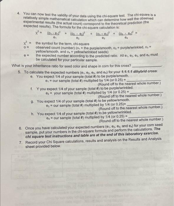 Solved Exercise 3 - The Dihybrid Test Cross and Chi-Square | Chegg.com