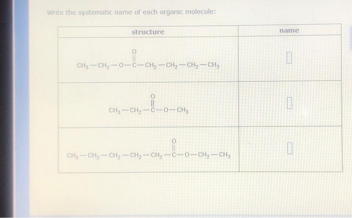 Solved Write the systematic name of each organic molecule: | Chegg.com