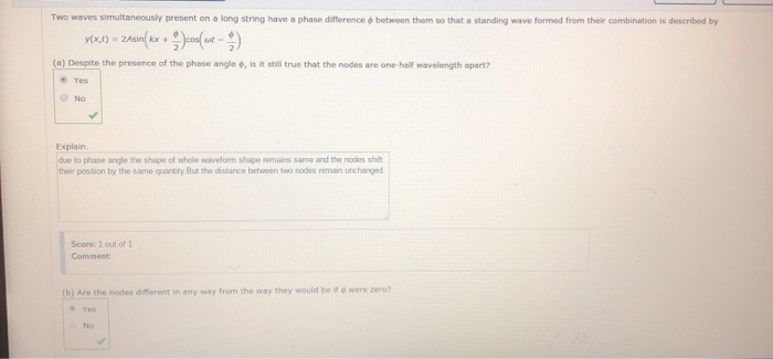 Solved Two waves simultaneously present on a long string | Chegg.com