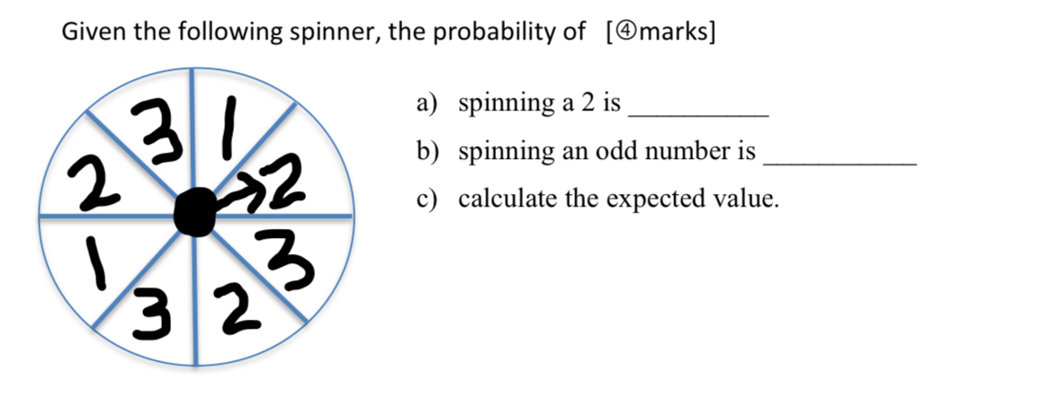 Solved Given the following spinner, the probability of[(4) | Chegg.com