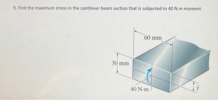 Solved 9. Find the maximum stress in the cantilever beam | Chegg.com