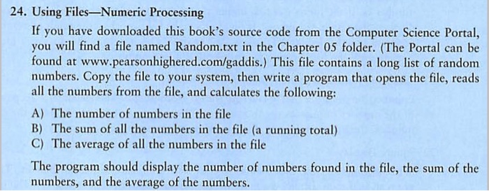 Solved 24. Using Files—Numeric Processing If you have | Chegg.com