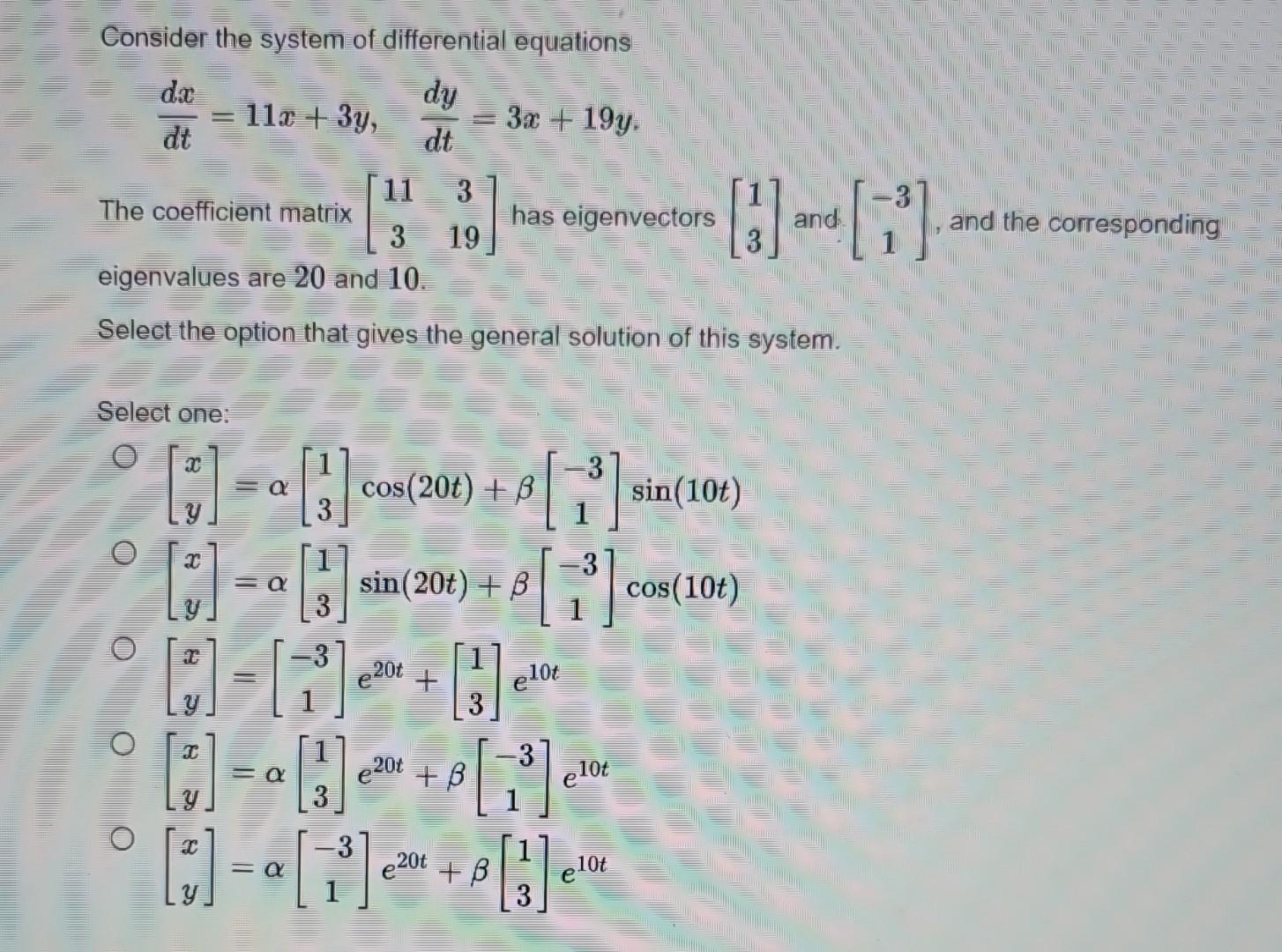 Solved Consider the system of differential equations | Chegg.com