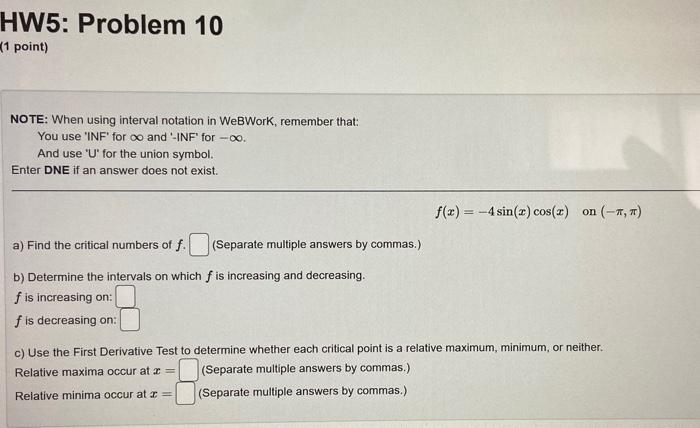 Solved NOTE: When using interval notation in WeBWork, | Chegg.com