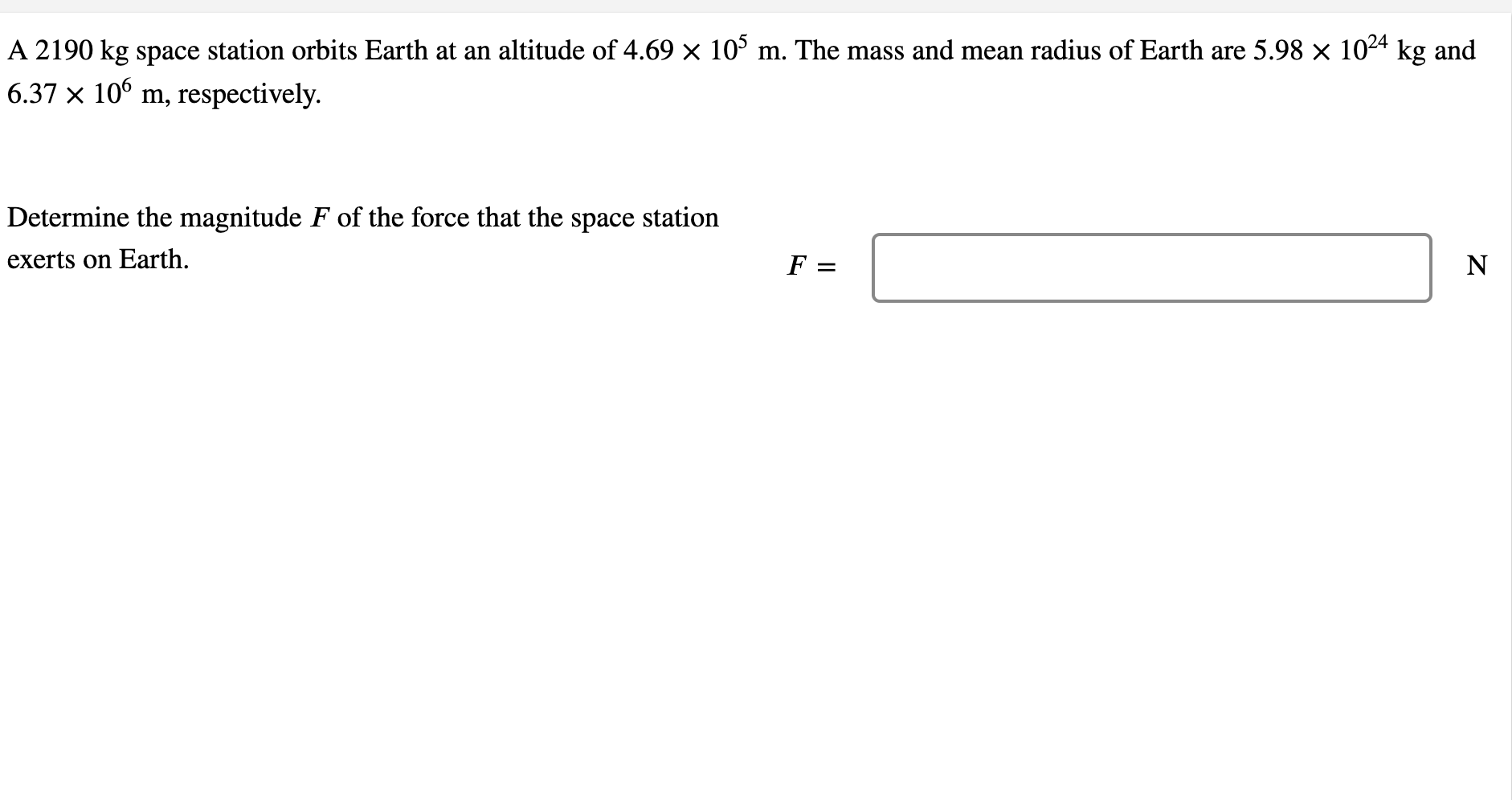 Solved A 2190kg ﻿space station orbits Earth at an altitude | Chegg.com