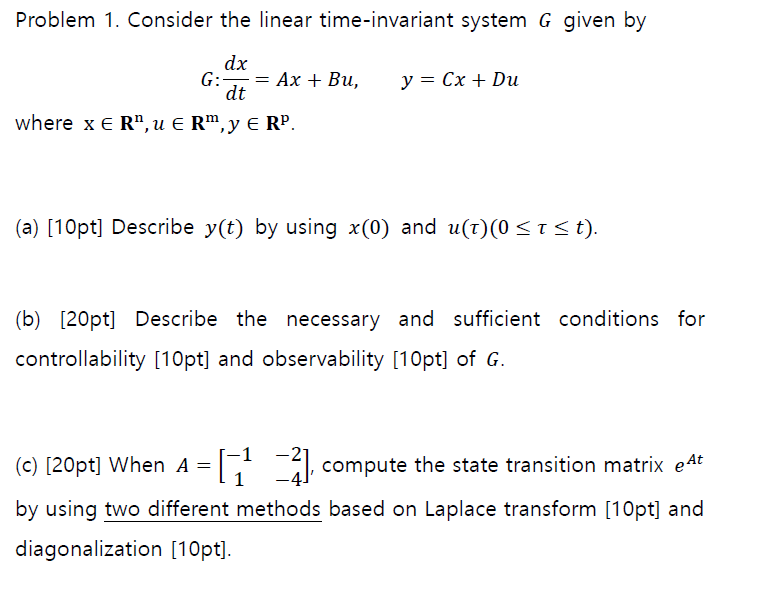 Solved Problem 1 consider The Linear Time Invariant System