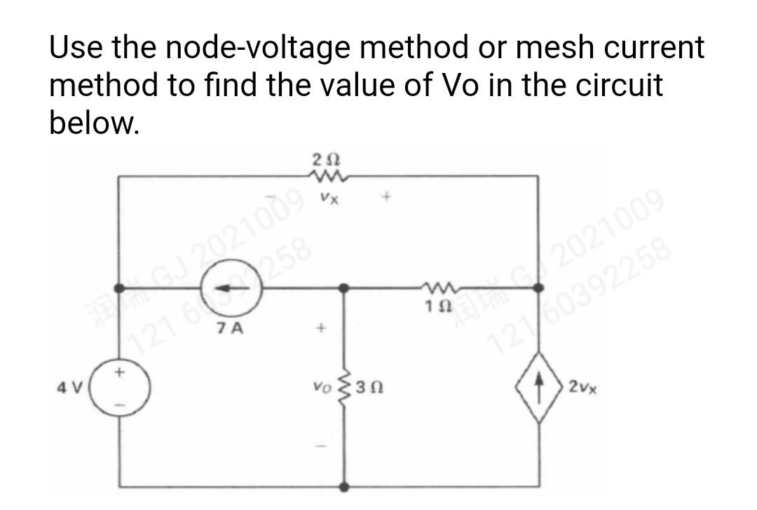 Solved Use the node-voltage method or mesh current method to | Chegg.com