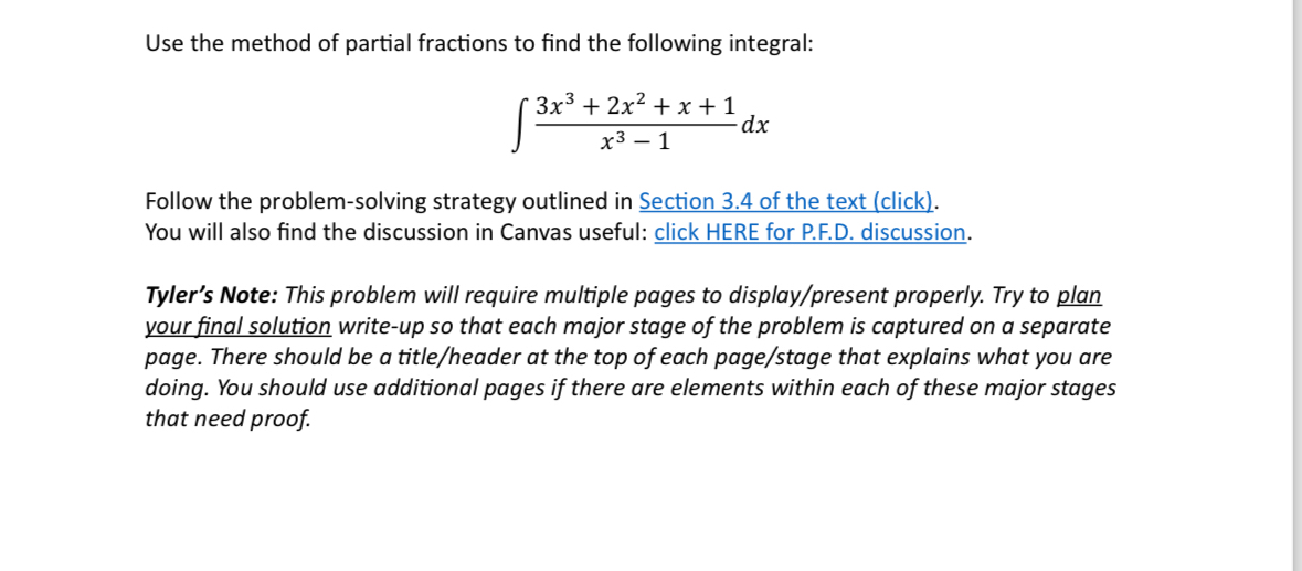Solved Use the method of partial fractions to find the | Chegg.com