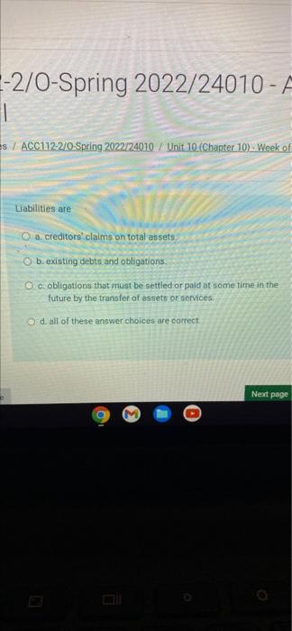 Solved -2/0-Spring 2022/24010-A S/ ACC112-2/0-Spring | Chegg.com