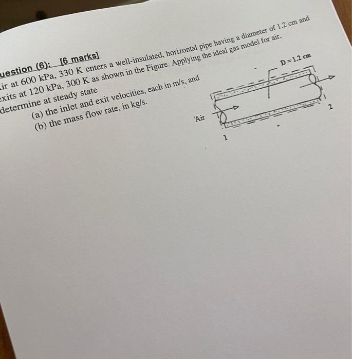 Solved uestion (6): [6 marks] ir at 600 kPa, 330 K enters a | Chegg.com