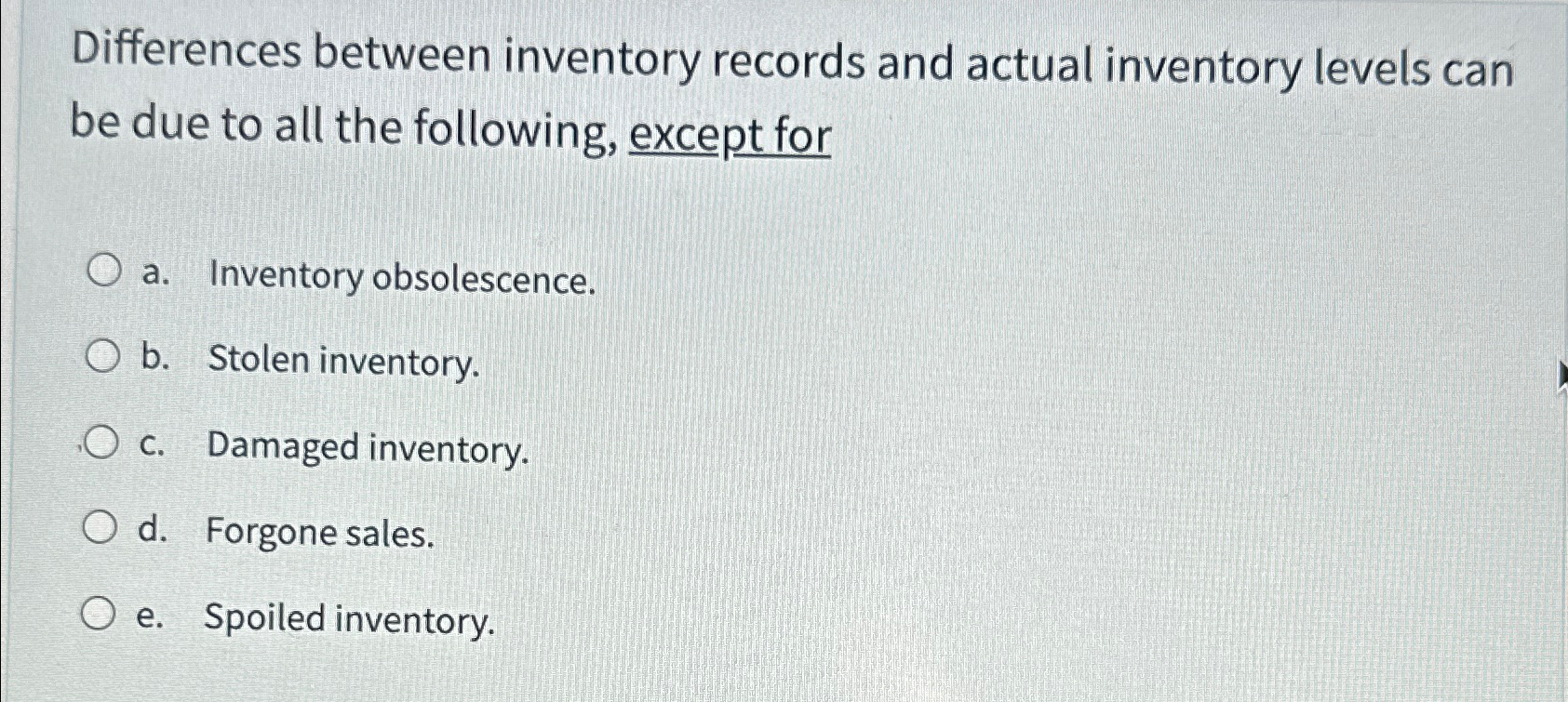 Solved Differences between inventory records and actual | Chegg.com