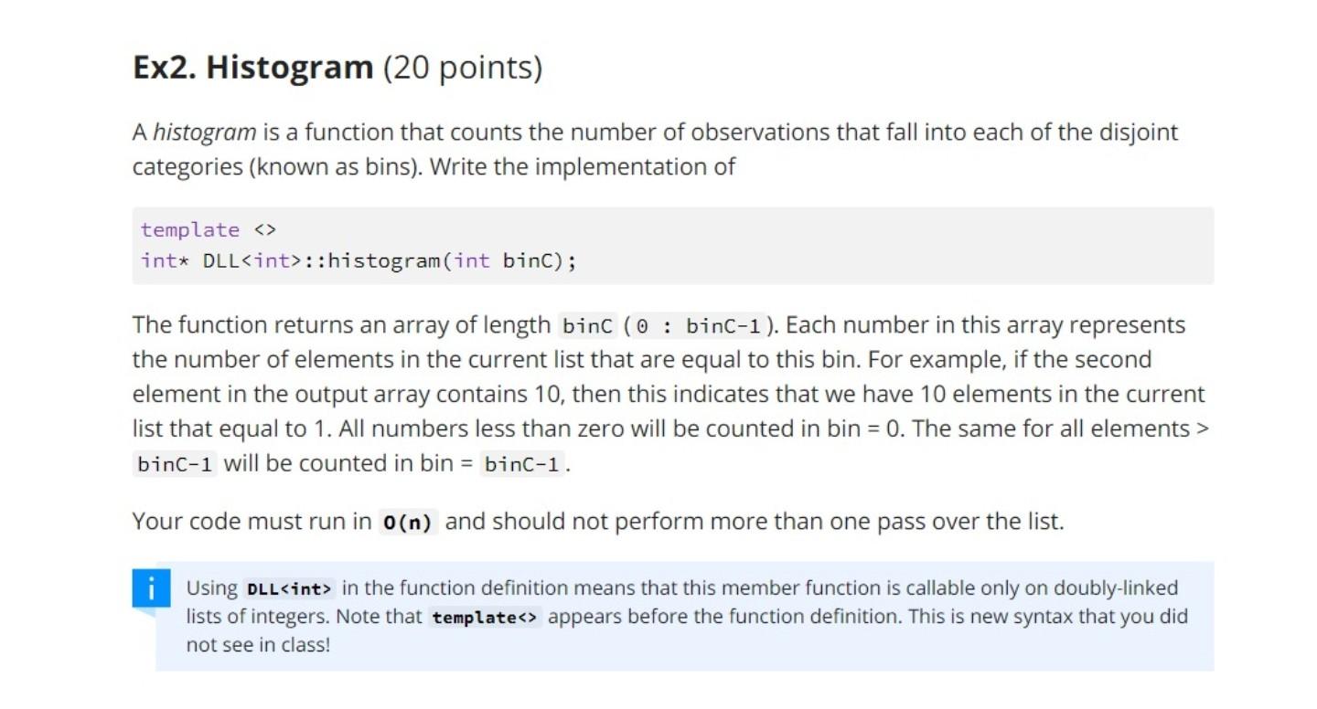 Solved Ex2. Histogram (20 points) A histogram is a function | Chegg.com