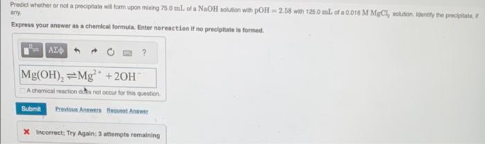 Solved Predict whether or not a precipitate wil form upon | Chegg.com
