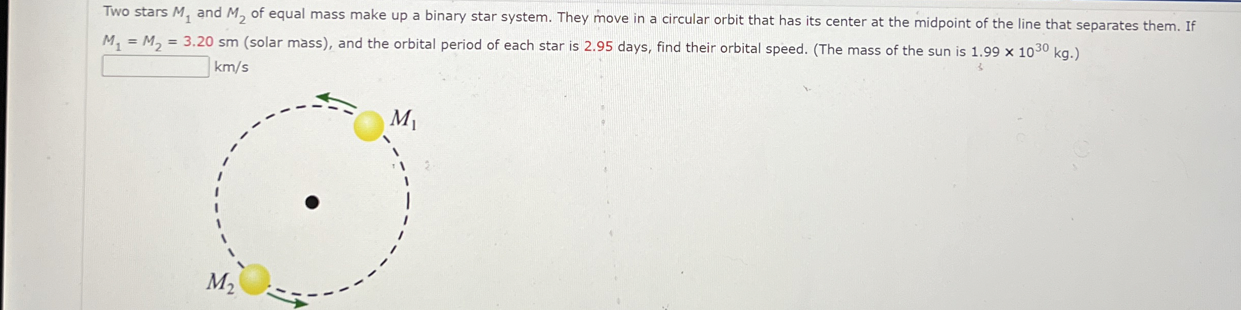 Solved Two stars M1 ﻿and M2 ﻿of equal mass make up a binary | Chegg.com