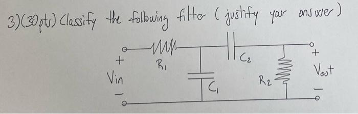 Solved 3)(30pts) (lassify the following filter (justify your | Chegg.com