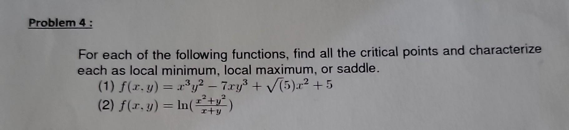 For each of the following functions, find all the | Chegg.com