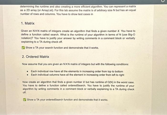 Solved determining the runtime and also creating a more | Chegg.com